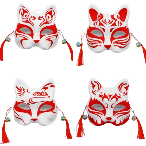 Fox Mask Halloween Animal Costume Party Accessory, Cute Kabuki Cosplay ...