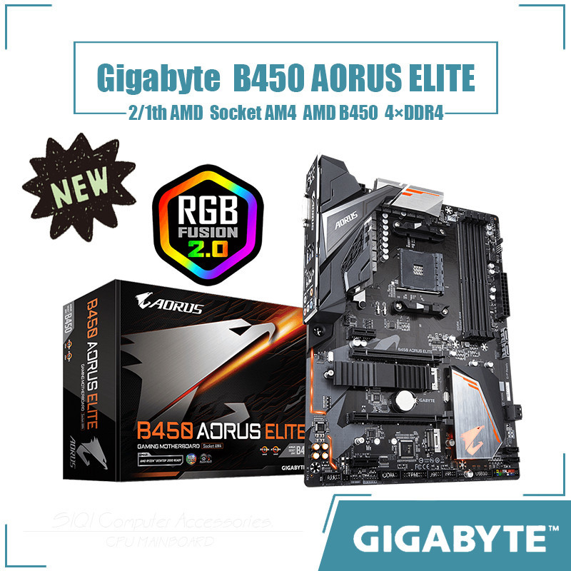 [NEW] Gigabyte B450 AORUS ELITE Motherboard Socket AM4 4xDDR4 DIMM AMD ...