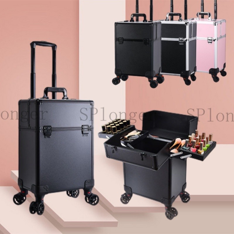 Cosmetic Case Trolley Makeup Box Suitcase Cosmetic Storage Large ...