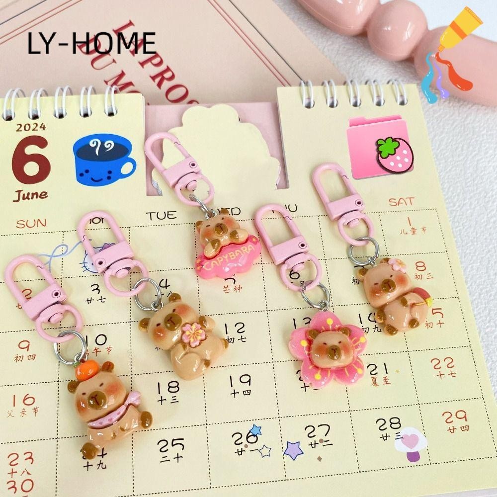 LY-HOME 6pcs Capybara Key Chain, Charm Sakura Capybara Capybara Pendant ...