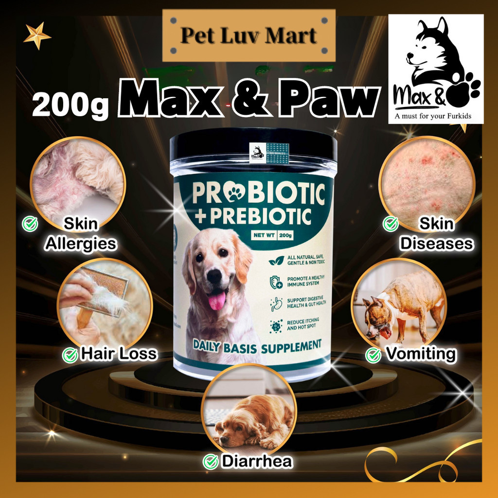 PETLUV Max&Paw Pet Dog Cat Probiotic Vitamin Supplement Probiotik ...