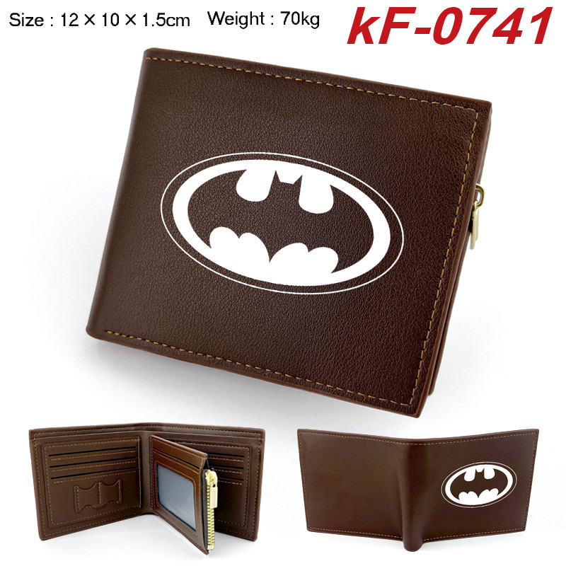 Marvel Batman Iron Man Student Casual PU Half-fold Brown Leather ...