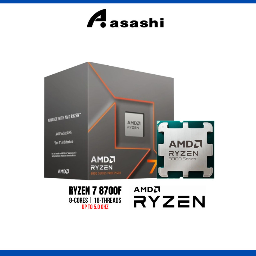 AMD RYZEN 7 8700F Processor AM5 (16M Cache, 8C16T, up to 5.0Ghz) AMD Ryzen™ AI | Shopee Malaysia
