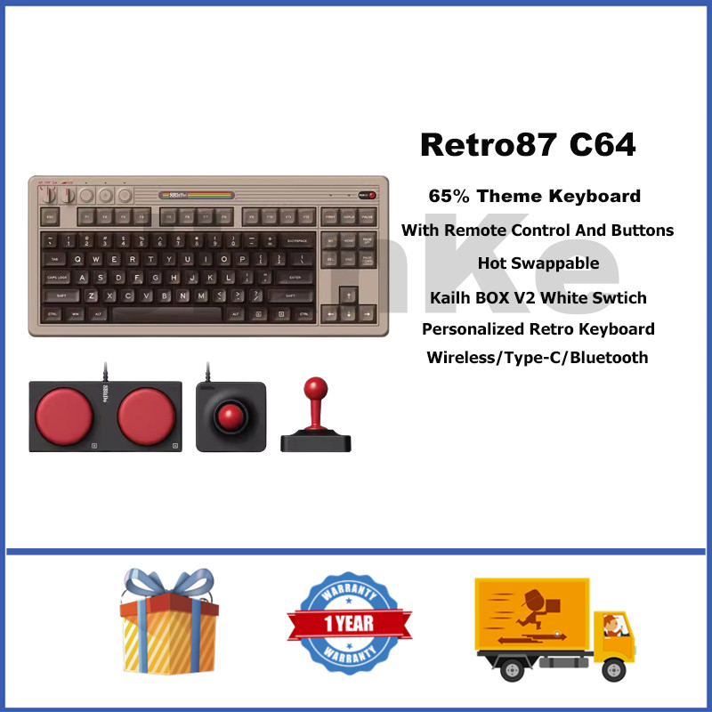 8Bitdo Retro87 C64 Mechanical Keyboard 65% RGB Hot Swappable Wireless ...