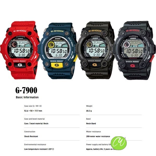 CASIO G-SHOCK G-7900-1 / G7900 / G7900-1 / G-7900-2 / G-7900-3 / G ...