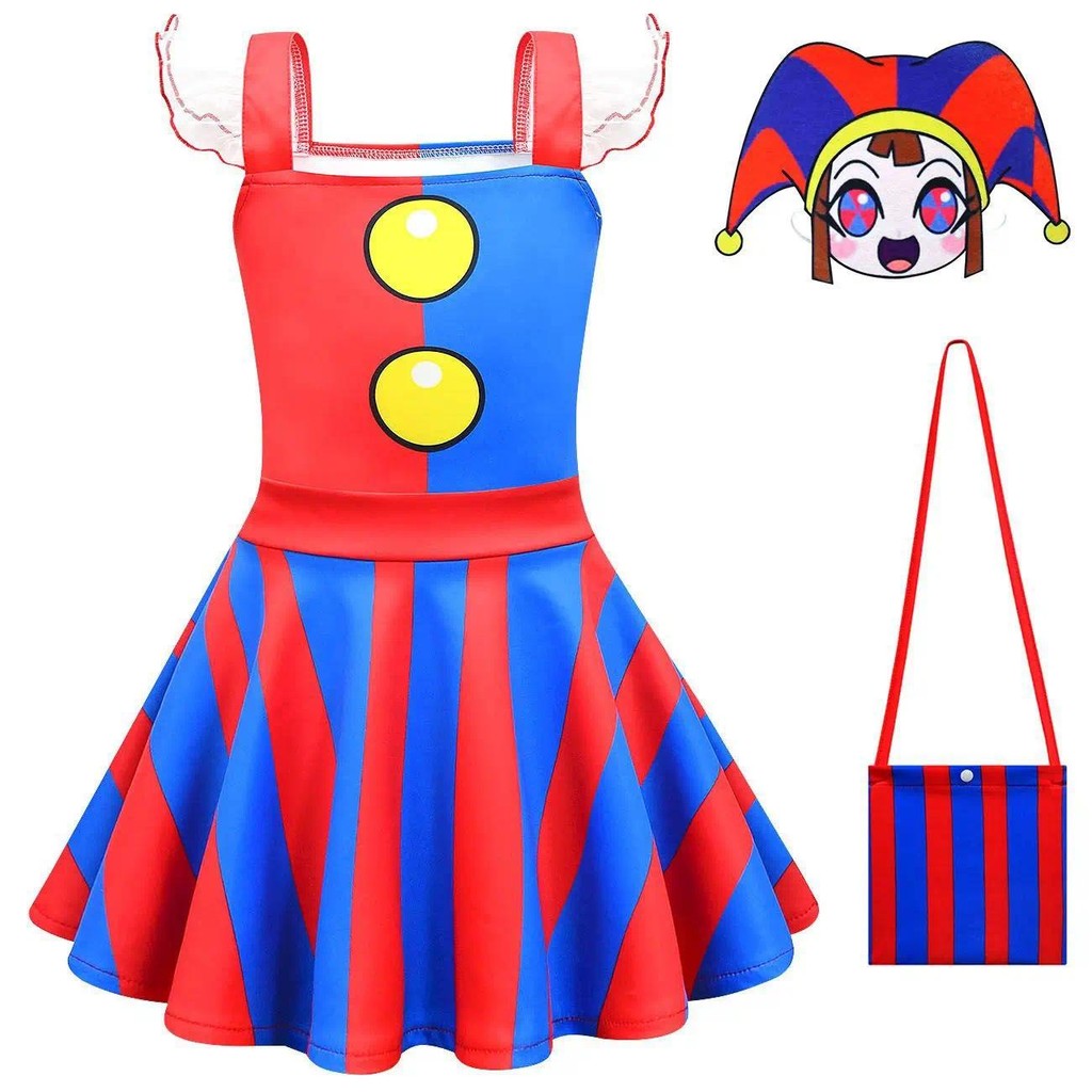 Kids Girls Anime Cartoon Ruffle Clown The Amazing Digital Circus Pomni ...
