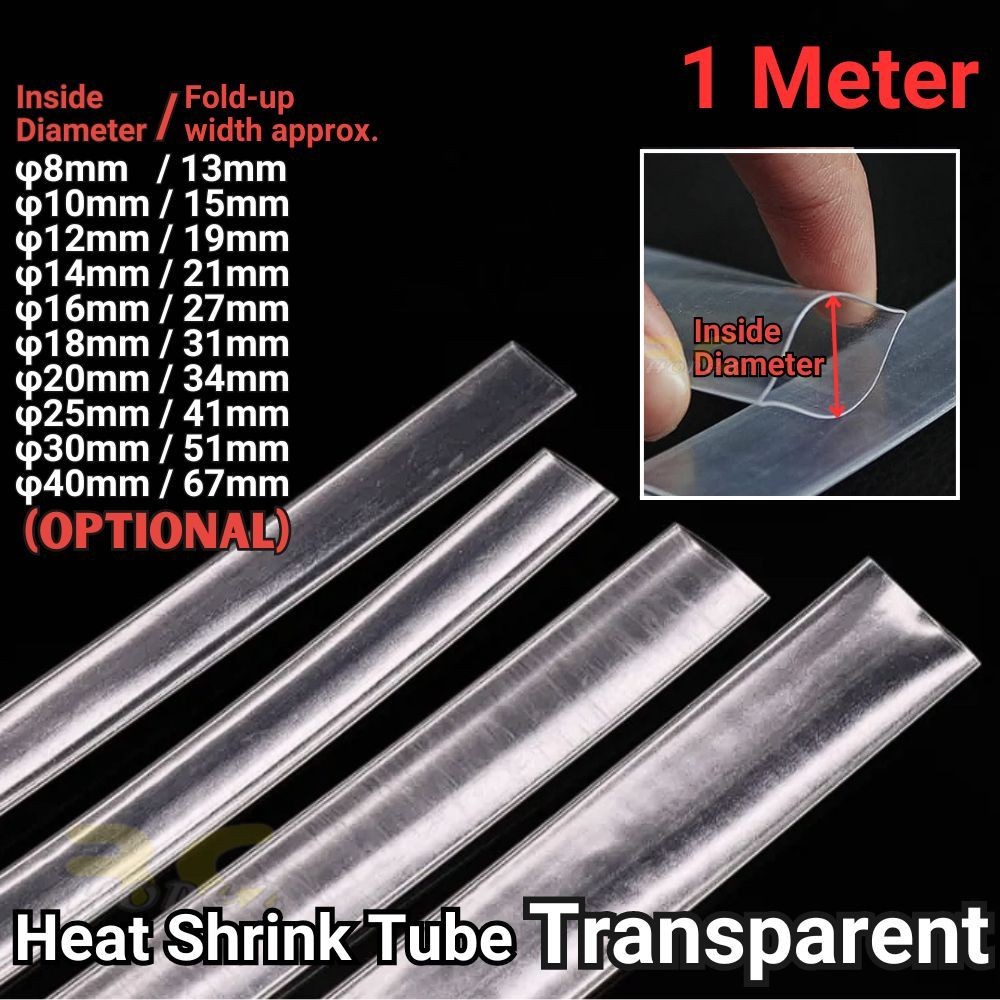 Heat Shrink Tube Transparent Inside Diameter φ8mm 10mm 12mm 14mm 16mm ...