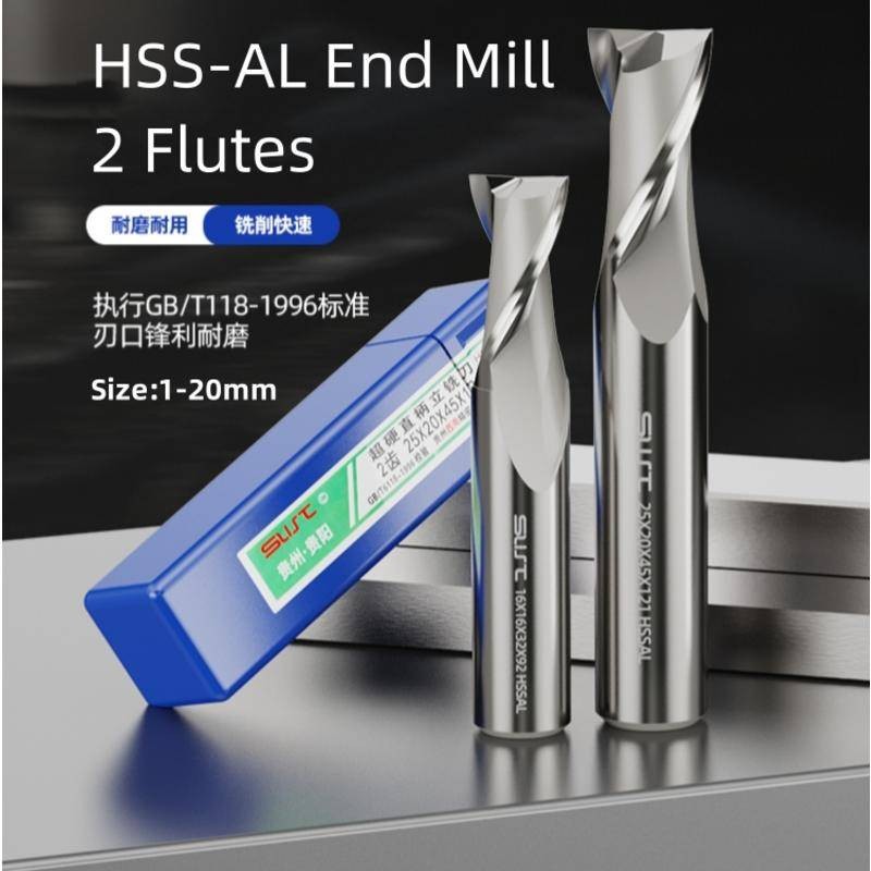 1pc HSS-AL End Mill 2 Flutes Straight Shank CNC Metal Tool High ...