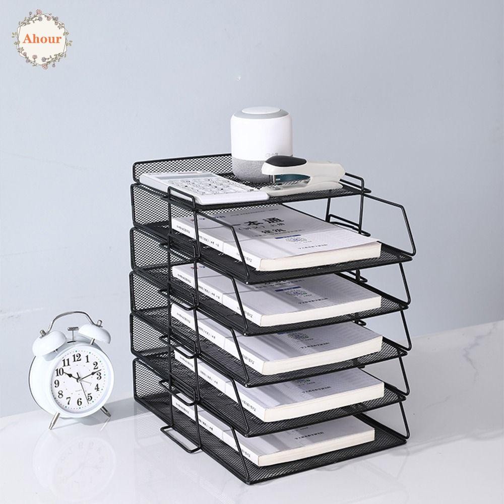 AHOUR A4 File Storage Tray, Minimalism Papers Rack Stackable File Rack ...