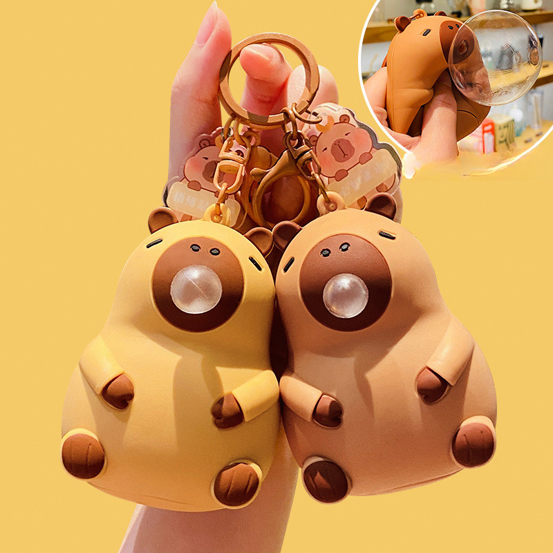 Squeeze Capybara Keychain Keyring Bubble Spitting Spitting Toys Press ...