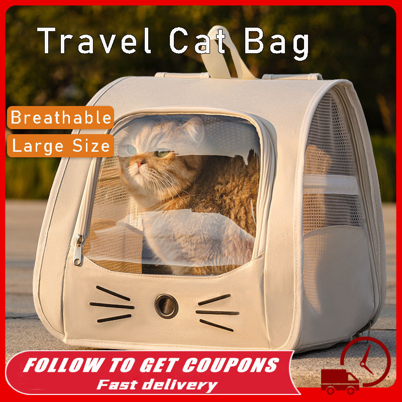 Breathable Cat Carrier Bag Cat Backpack Travel Large Beg Anti-stress ...