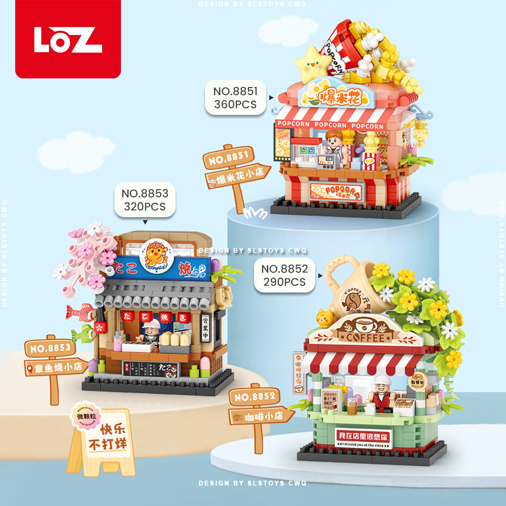 LOZ IDEAS Mini Block Street Shop Series Takoyaki Coffee Popcorn Gift ...
