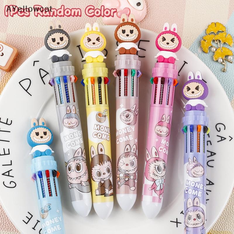 AY Cartoon Labubu Ten Color Pressing Ballpoint Pen Kawaii Multi-color ...