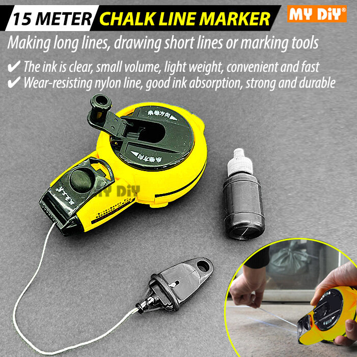 MYDIYHOMEDEPOT - 15M INK CHALK LINE MARKER REEL / Chalk String Marker ...