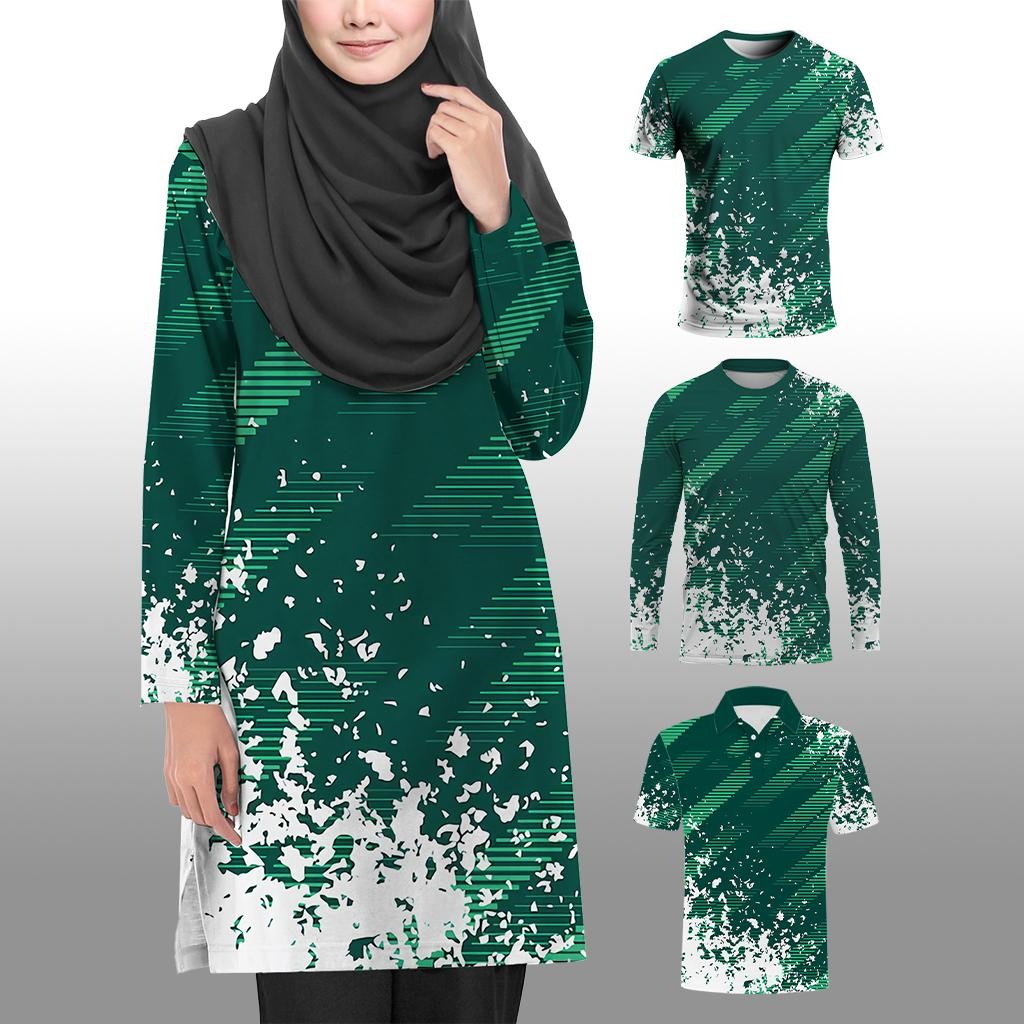Sports Muslim. Green suit with white spots | Shopee Malaysia