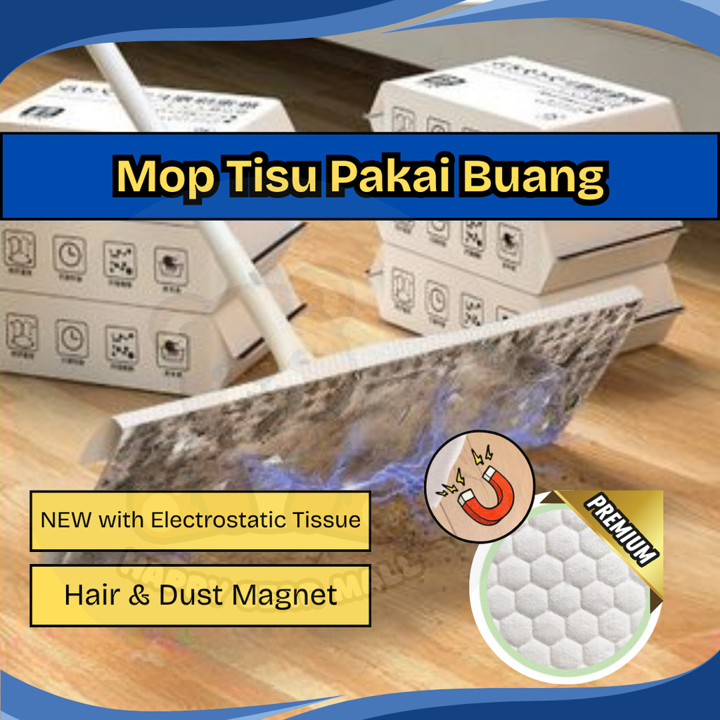 Electrostatic Flat Mop Tisu Pengelap Lantai Mop Tisu Pakai Buang Dust ...