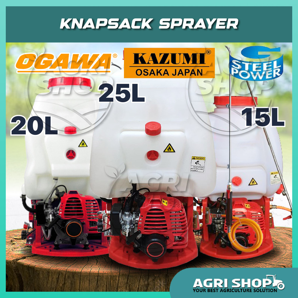 Agrishop OGAWA/STEEL POWER/KAZUMI 4-Stroke Knapsack Sprayer Pump High Pressure 15L 20L 25L ...