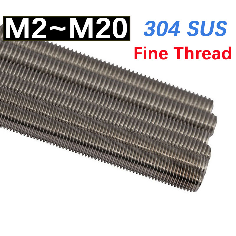Length 250mm 304 Stainless Steel Fine Thread Full Threaded Rod Fully ...