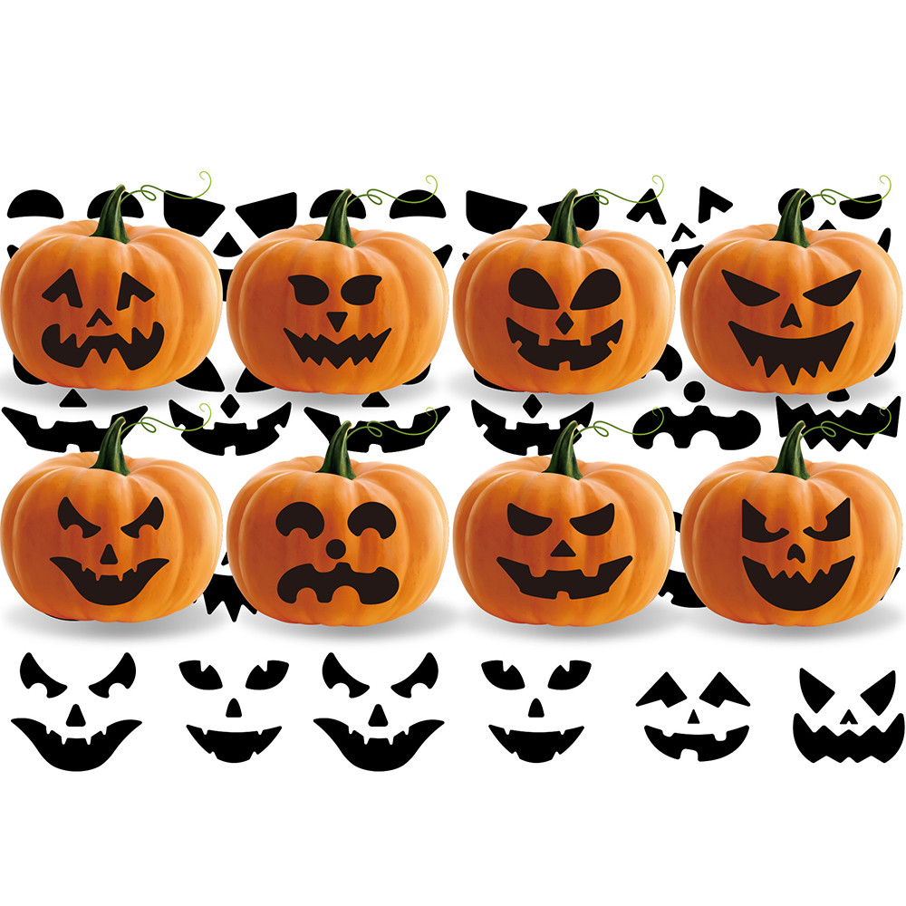 4 Sheets Pumpkin Decorating Stickers, Halloween Pumpkin Face Stickers ...
