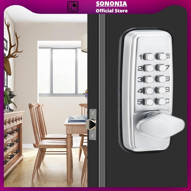 [SONONIA] Mechanical Door Lock Latch Door Lock Password with Keypad Push Button Digital Access ...