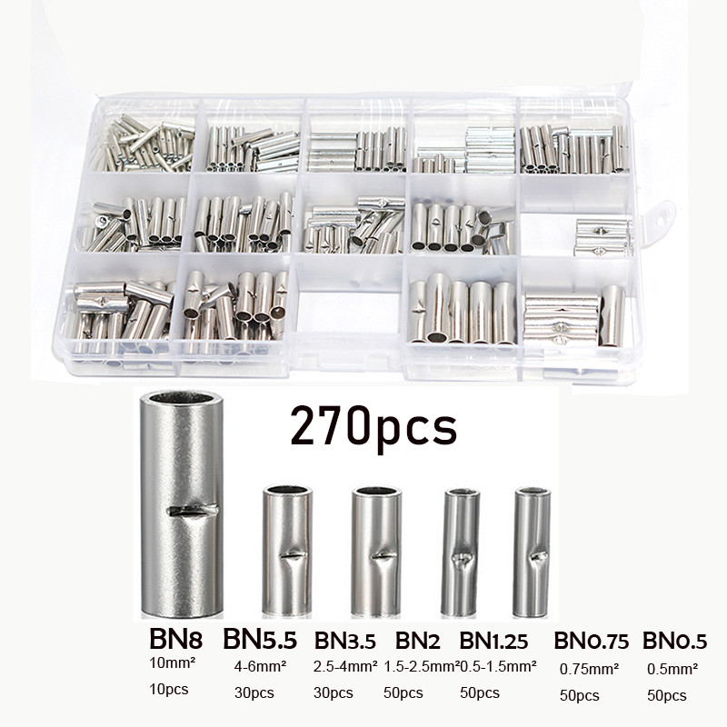 270 PCS Non Insulated Butt Connectors Kit Butt Splice Connectors ...