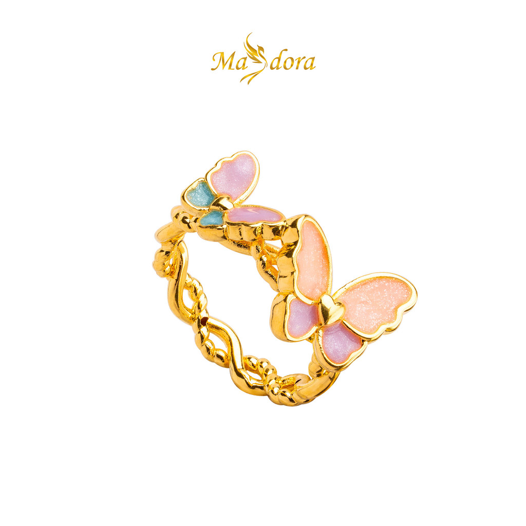 MASDORA 916 Gold Ring Rings Cincin Emas ~ HG Tangled Wave Papillon (Colourful) (EMAS 916/22K ...