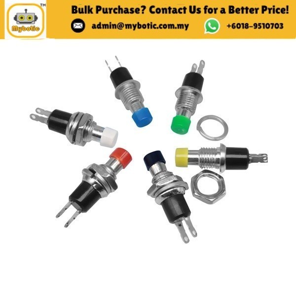 Momentary Switch Push Button Red, Blue, Green, Yellow, Black (Normally ...