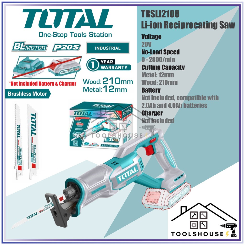 Total TRSLI2108 Li-ion Reciprocating Saw | Gergaji Salingan | 锂离子往复锯 ...