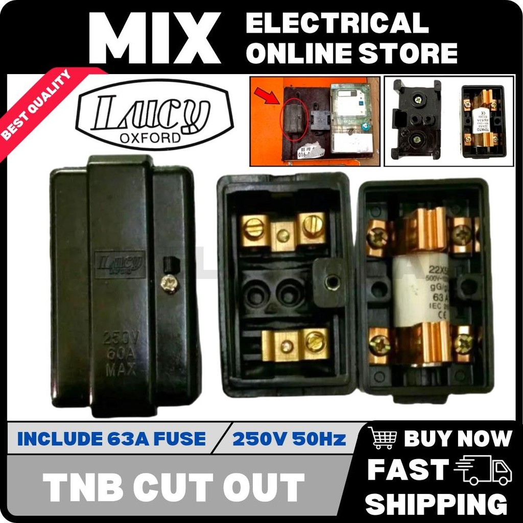 LUCY 60A TNB Cut Out C/W Set / Lucy Type Cut Out Unite With 63a Fuse ...