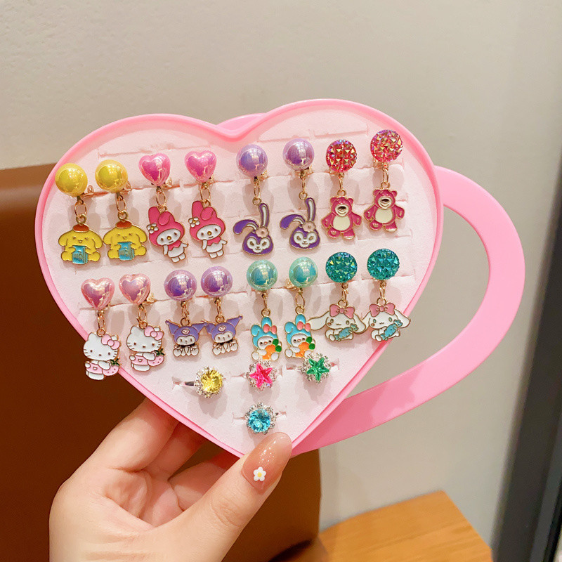 Children Cartoon Ear Clip Cute Lovely Love Boxed Little Girl Earrings ...
