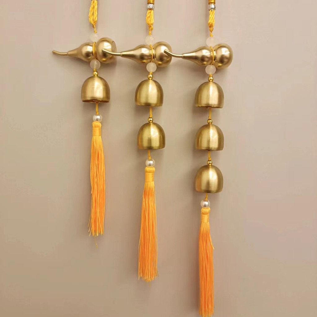 Copper Bell Gourd Five Yellow Two Black Feng Shui Pavilion Wind Chime ...