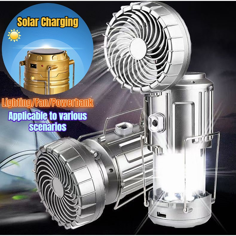 Solar Fan Light Powerbank Outdoor solar Charging Camping Lamp LED ...
