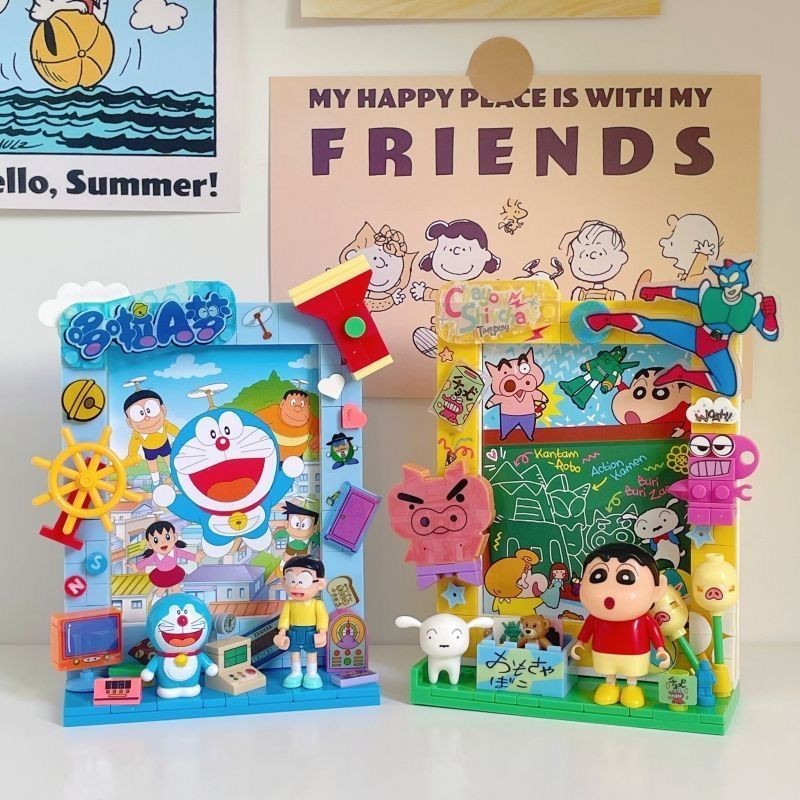 Crayon Shin-Chan Building Blocks Doraemon Props Photo Frame 3D Magnetic ...