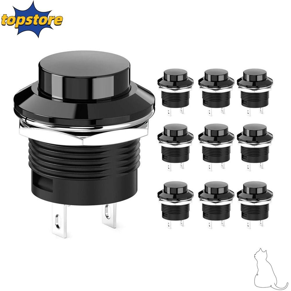 TOPSTORE Momentary Push Button Switch, No Lock Round Switch, Balck Cap ...
