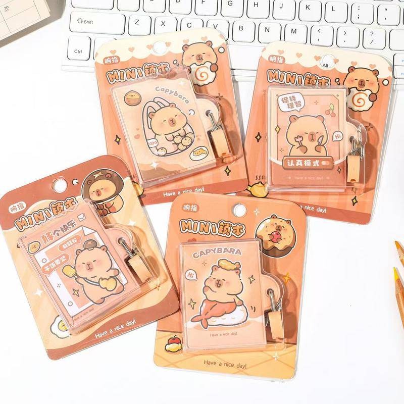 2025 Cute Cartoon Capybara Notebook With Lock Journal kawaii Notepad ...