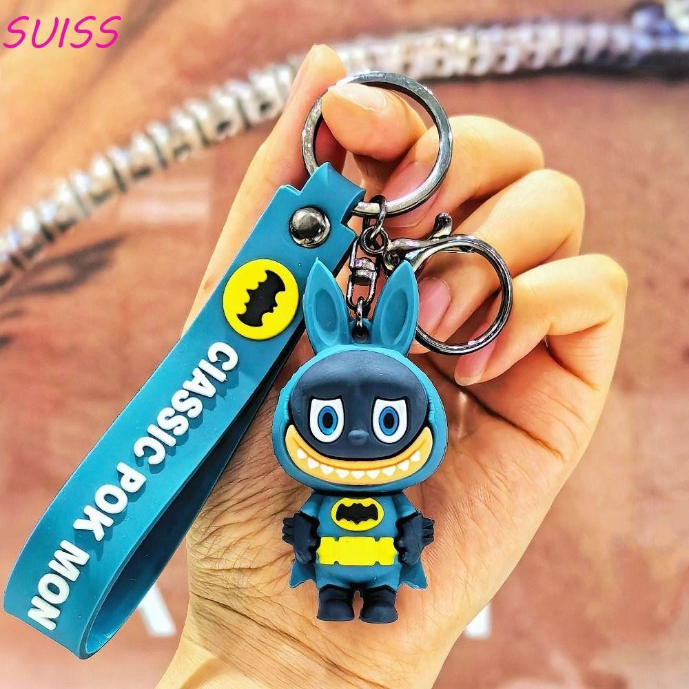 SUISS Labubu Key Chain, Anime Silicone Labubu Key Ring, Cute Batman ...