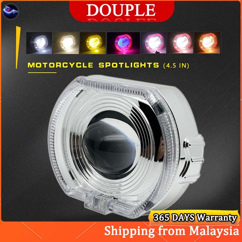 Motorcycle LED Headlight 4 Inch Projector Lens Angel Eye Devil Eye ...
