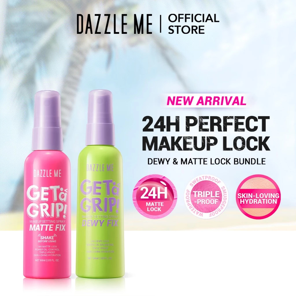 DAZZLE ME - GET A GRIP MAKEUP SETTING SPRAY DEWY FIX GLOW FINISHING ...
