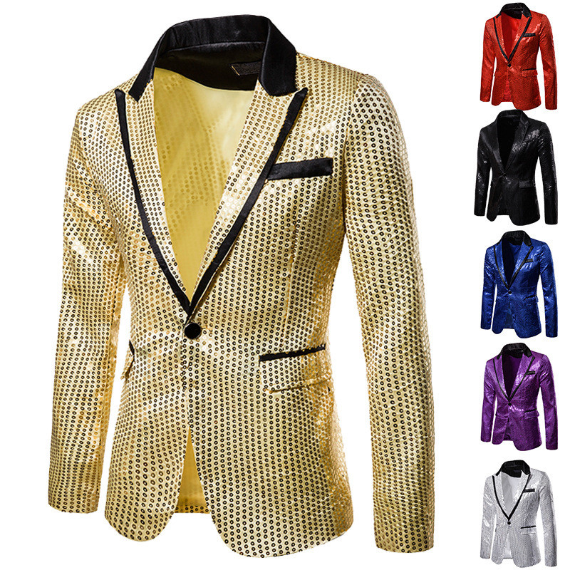 Men Suit Sequin Performance Dress Suit Nightclub Men's Suit Host ...