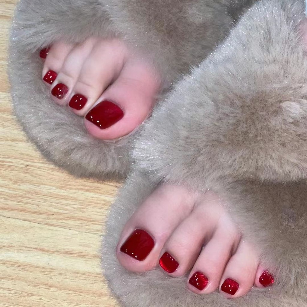 Toenails Wear Nails Handmade Wear Nails Cat's Eye Lucky Red Toenail ...