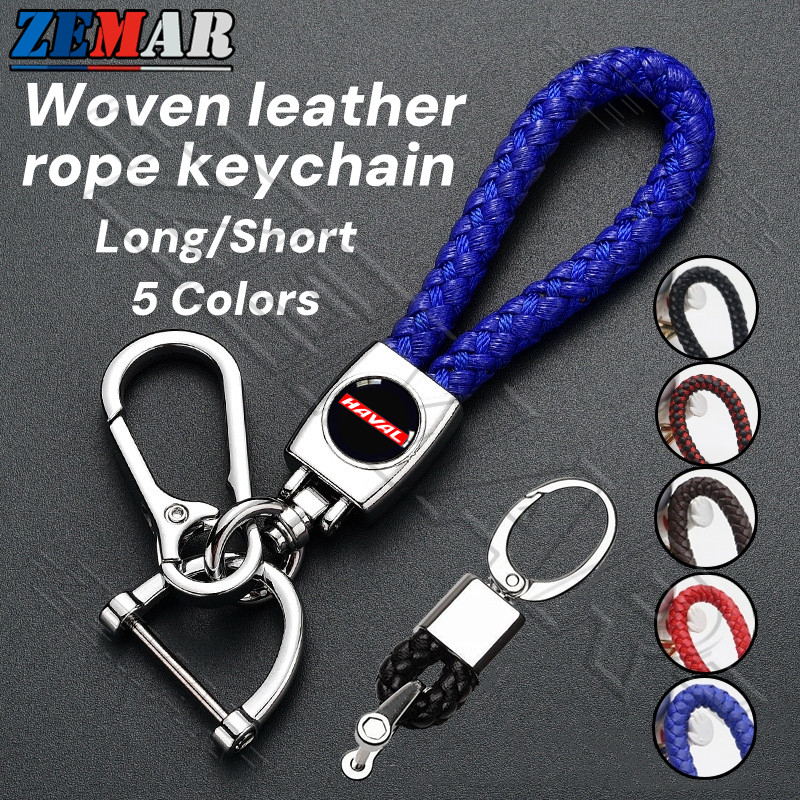 Haval Woven Leather Rope Car Keychain Motorcycle Key Holder Fashion ...