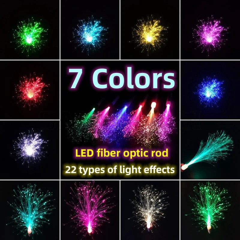 LED Fiber optic rod 7 Colors rainbow flashing stick concert birthday ...