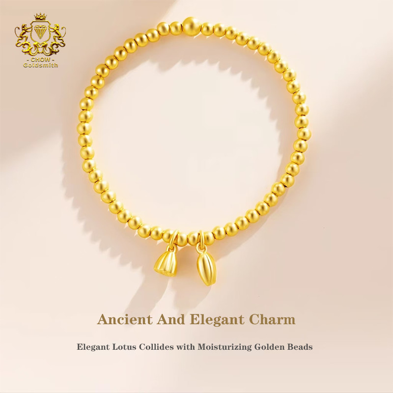 【CHOW Goldsmith】999 Gold Bead Bracelet Lotus Seedpod Traditional ...