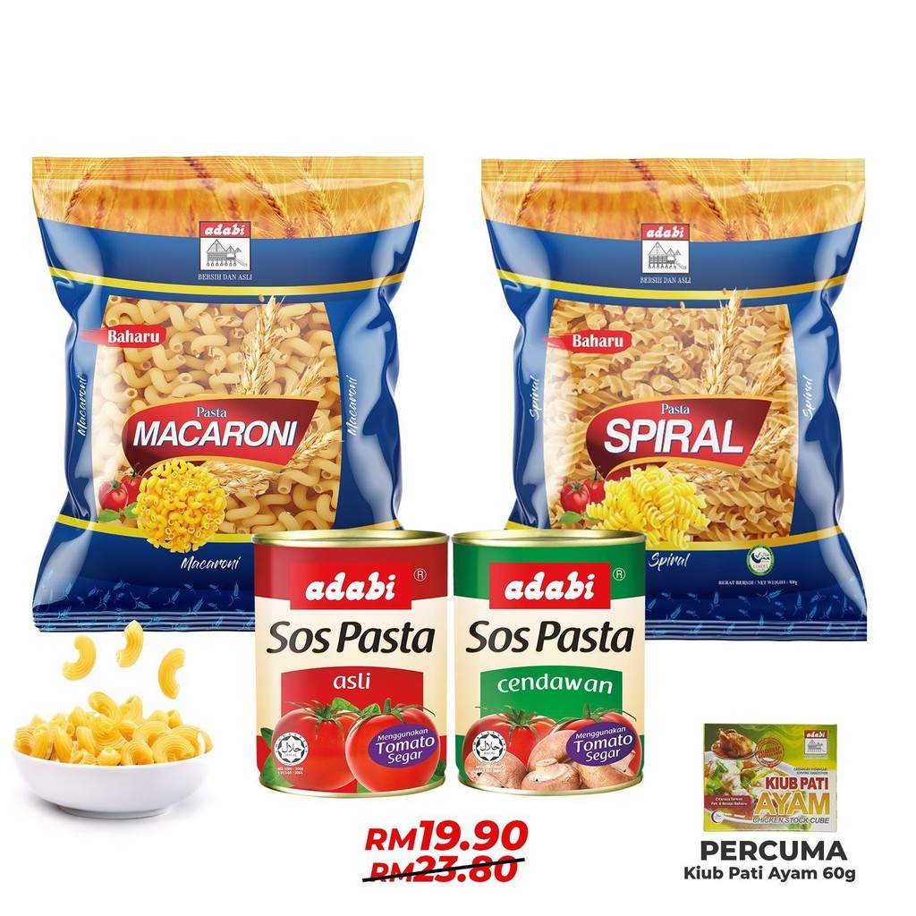 Combo Pasta Macaroni 500g + Pasta Spiral 500g + Sos Pasta Asli 300g ...