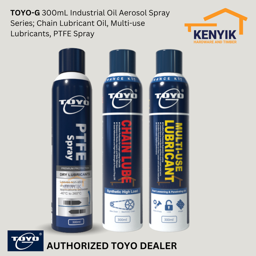 TOYO-G 300mL Industrial Oil Aerosol Spray Series; Chain Lubricant Oil, Multi-use Lubricants ...