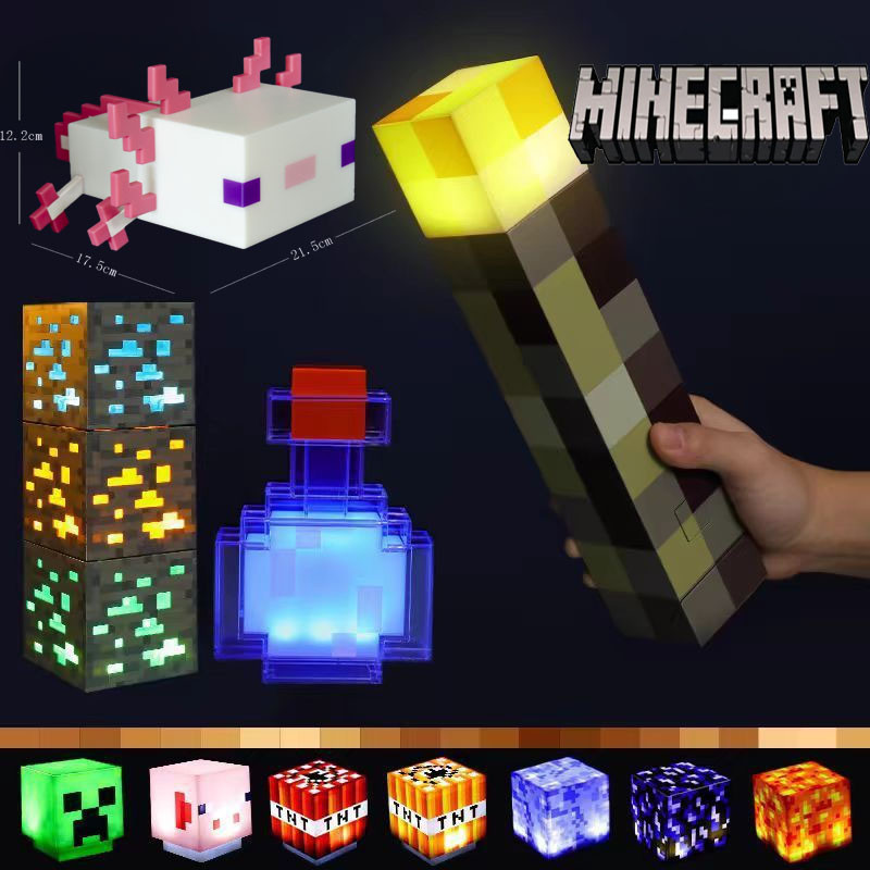 Torch Minecraft Light Creeper Axolotl Diamond Night Light Minecraft ...