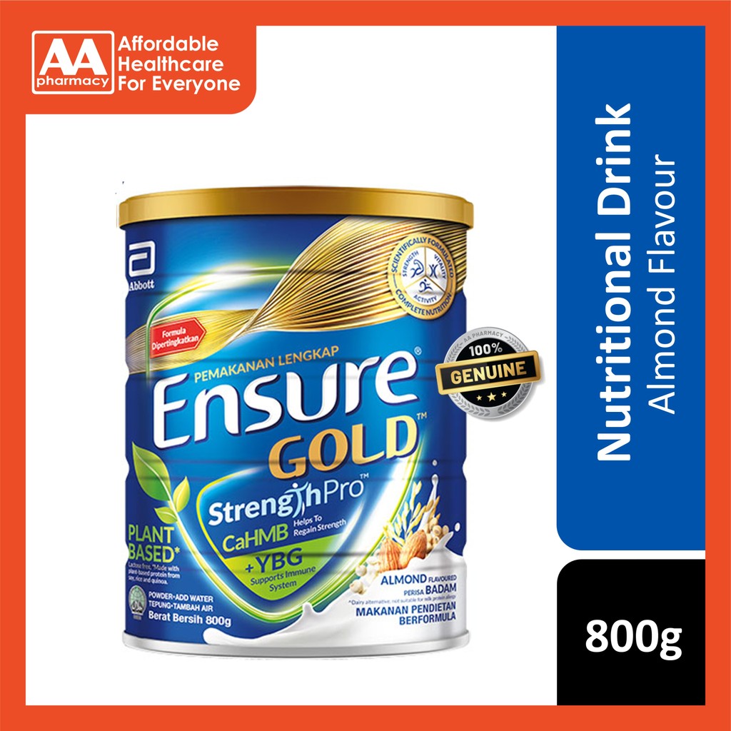 Abbott Ensure Gold StrengthPro Plant-Based Complete Nutrition Drink 800g (Almond Flavour ...