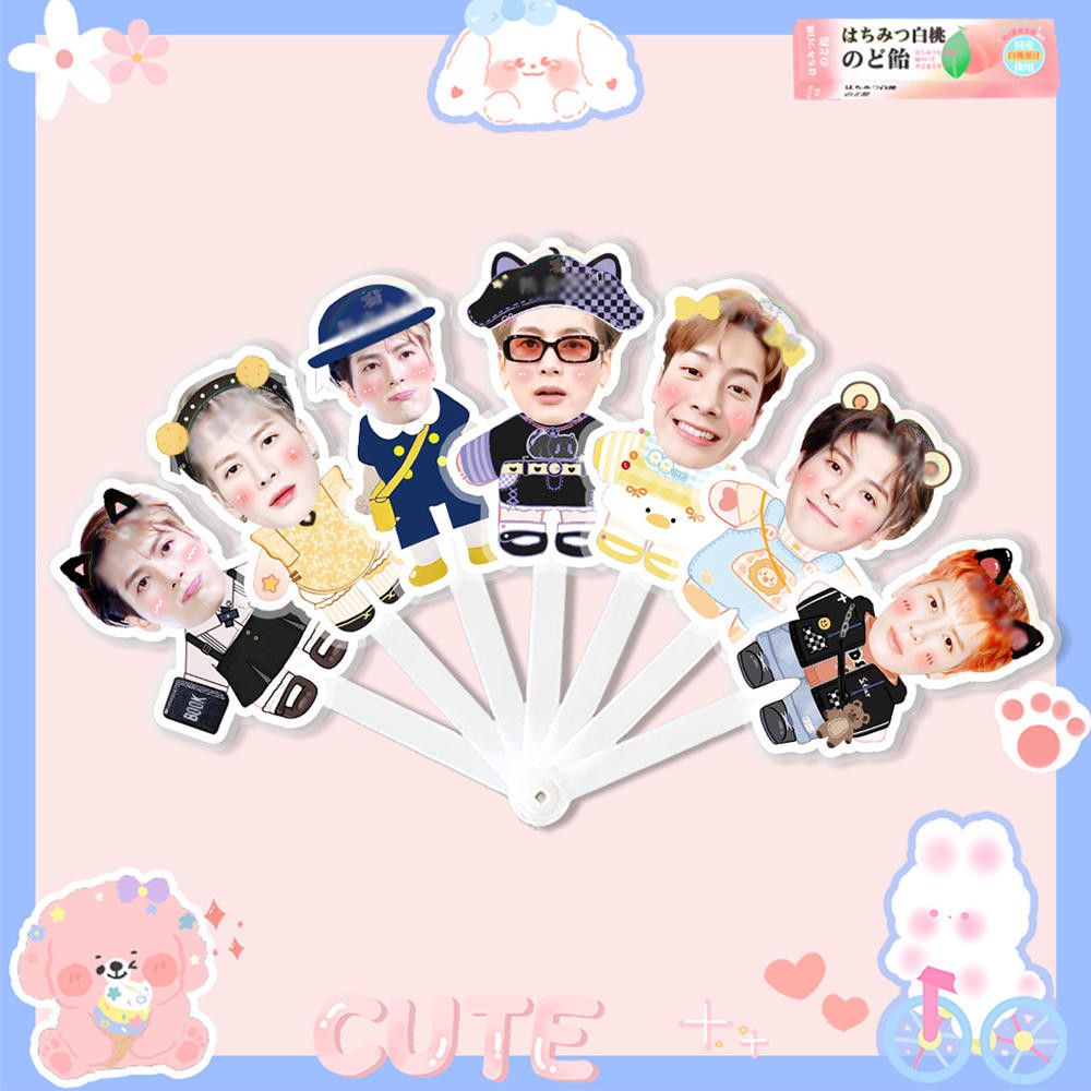 Jackson Wang Idol Star Folding Fan Cute Idol Boy Band Mini Foldable Fan ...