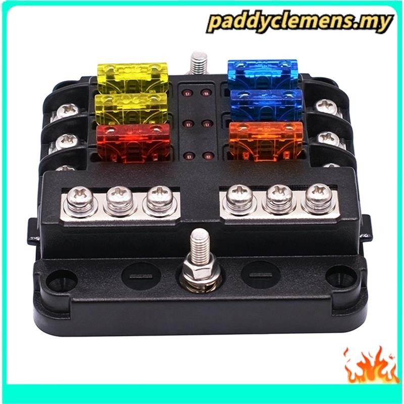 6-Way Waterproof Fuse Block,with LED Indicator 12 Circuits with ...