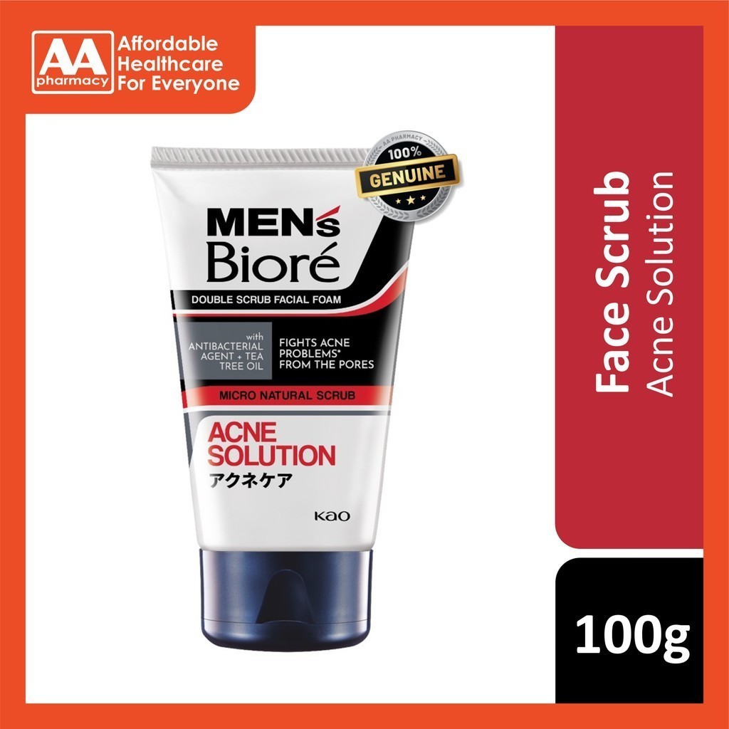 Men's Biore Double Scrub Facial Foam (Acne Solution) 100g | Shopee Malaysia